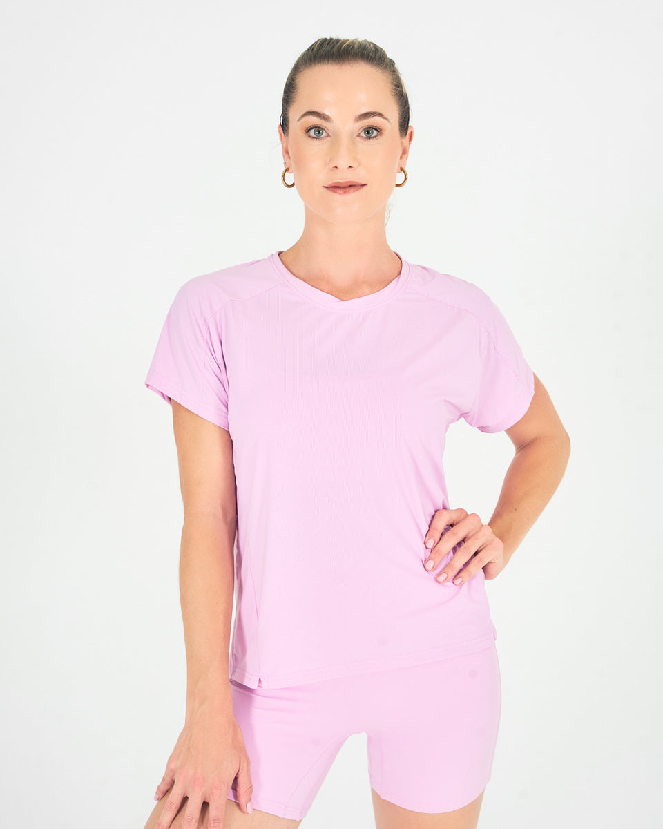 Womens Pinhole Boxy Tee - Pastel Pink – Verbe Activ